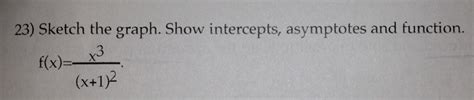 Solved Sketch The Graph Show Intercepts Asymptotes And Chegg Com