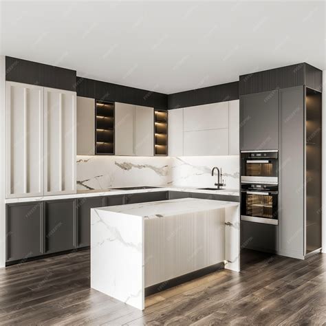 Premium Photo 3d Rendering Modern Kitchen Interior Design Inspiration