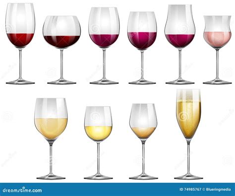Wine Glasses Filled With Red And White Wine Stock Vector Illustration