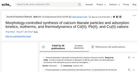 Morphology Controlled Synthesis Of Calcium Titanate Particles And Adsorption Kinetics Isotherms