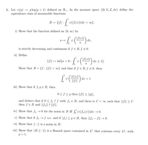 Let Equivalence Class Of Measurable Functions