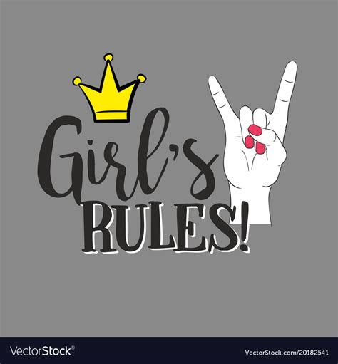 Fashion Trendy Lettering Girls Rules Royalty Free Vector