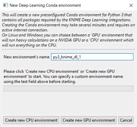 Knime Deep Learning Integration Installation Guide