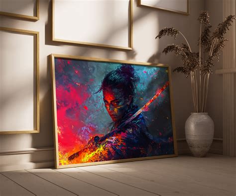 Japanese Style Samurai Warrior Wall Art Print Poster Frame Canvas