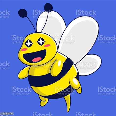 귀여운 만화 꿀벌입니다 벡터 그림입니다 파란색 배경에 격리되어 있습니다 Group A에 대한 스톡 벡터 아트 및 기타 이미지 Group A Natwest Series