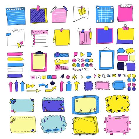 Sticky Hand Drawn Doodle Psychedelic Notes On Paper Cute Blanks Office Notices Home Reminder