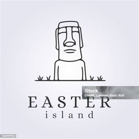 간단한 이스터 섬 라인 아트 로고 아이콘 벡터 일러스트레이션 기호 기호 템플릿 배경 디자인 이스터 섬에 대한 스톡 벡터 아트 및 기타 이미지 이스터 섬 아이콘 0명