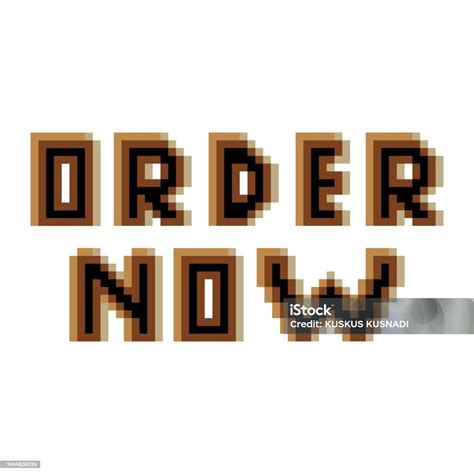 텍스트가 있는 픽셀 아트 벡터 그림 흰색 배경에 지금 주문하십시오 고객에 대한 스톡 벡터 아트 및 기타 이미지 고객 광고 구매 Istock