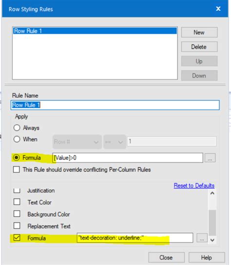 Solved Row Styling Rules Underline Text Alteryx Community