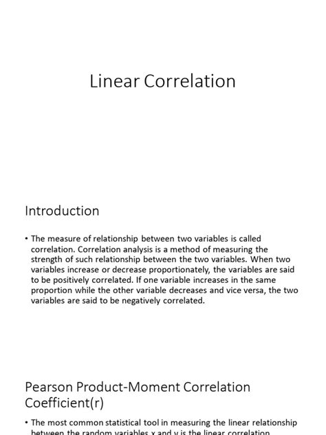 Linear Correlation Pdf Statistical Analysis Teaching Mathematics