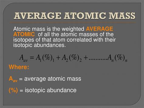 Isotopes Average Atomic Mass Ppt Download