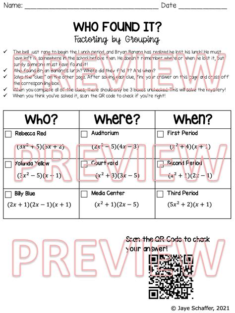 Factoring Polynomials By Grouping Clue Mini Mystery Activity Made By Teachers