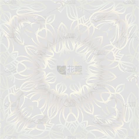 白色金色无缝背景与花卉设计矢量插图