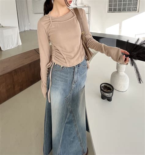 데이니 Dayni 스트링 골지 워머 티셔츠 3colors 위시버킷