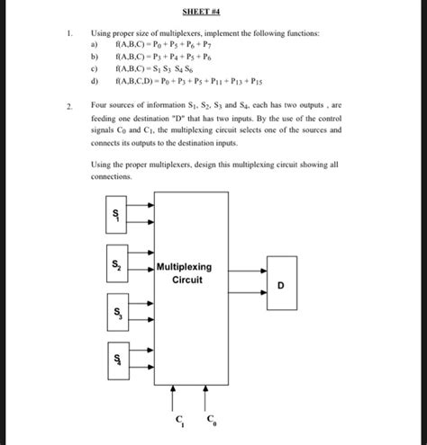 Solved Sheet 4 1 Using Proper Size Of Multiplexers