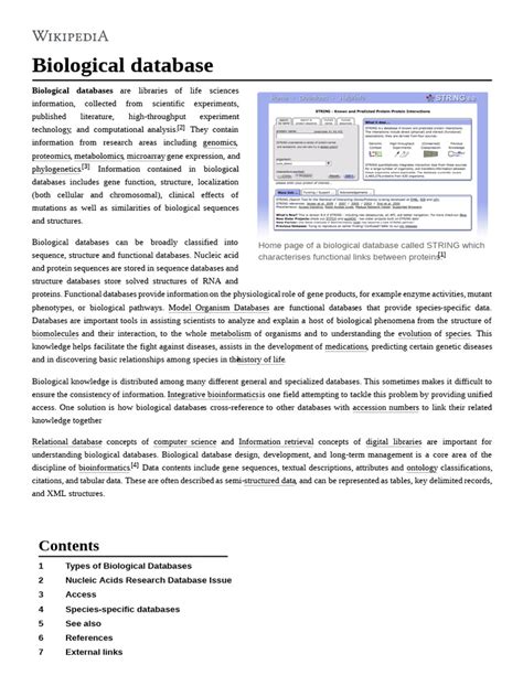 Biological Database Pdf Genetics Molecular Biology