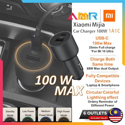READY STOCK Xiaomi Mi W Car Charger Usb C Usb A Dual Port Max W Super Fast Charge Mi
