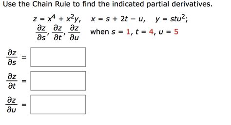 solved use the chain rule to find the indicated partial