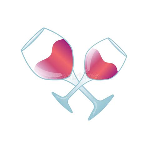 Two Wine Glasses Clinking Vector Illustration On White Background