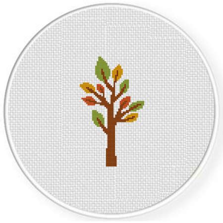 Fall Tree Leaves Cross Stitch Pattern Daily Cross Stitch