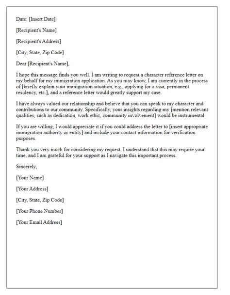 Letter Template For Character Reference Request Free Samples In Pdf