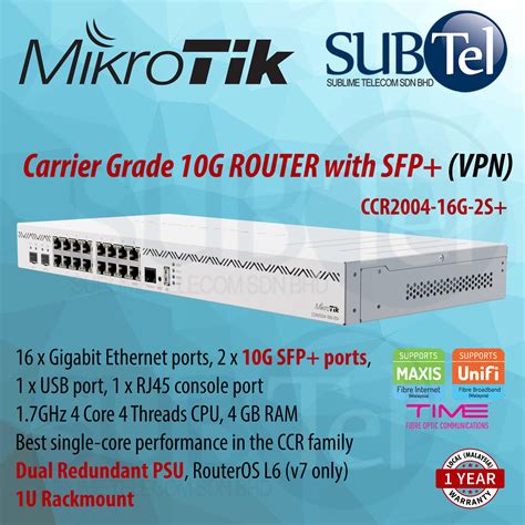 Mikrotik Ccr2004 16g 2s Carrier Grade Cloud Core Gigabit Router Sfp Vpn Ccr Ccr2004 Lazada