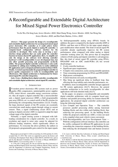 Pdf A Reconfigurable And Extendable Digital Architecture For Mixed Signal Power Electronics