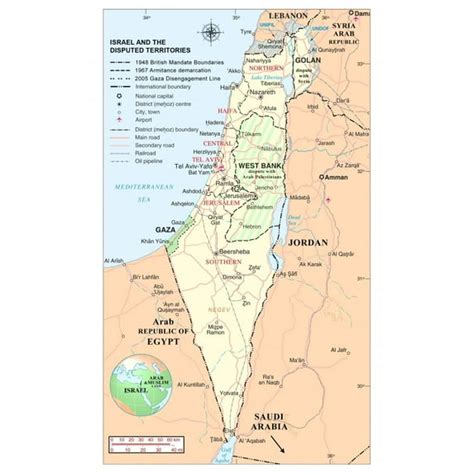 Wall Art Impressions 24x39in Israel Political Detailed Map Disputed