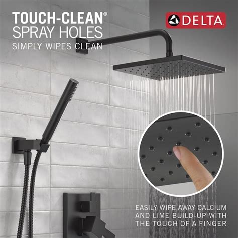 Delta Modern Matte Black 2 Handle Single Function Square Shower Faucet