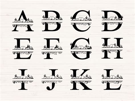 Floral Split Monogram Svg  Png Dxf Flower Monogram Etsy Australia