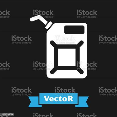 검은 색 배경에 격리 된 가솔린 아이콘용 흰색 캐니스터 디젤 가스 아이콘입니다 벡터 일러스트레이션 0명에 대한 스톡 벡터 아트