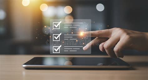 Digital Checklist Hand Taps Tablet With Completed Tasks Boost