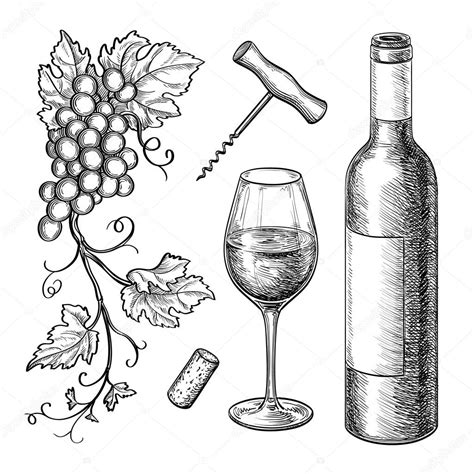 Wine Bottle And Glass Drawing At Getdrawings Free Download