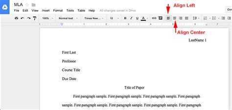 MLA Format Using Google Docs MLAFormat Org