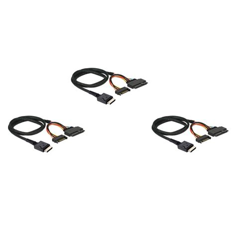 3X Gen 4 Oculink SFF 8611 4I To PCIe SFF 8639 U 2 NVMe With SATA 15P Male Power Server Cable
