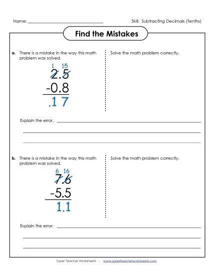 3rd Grade Printable Pdf Decimals Worksheets