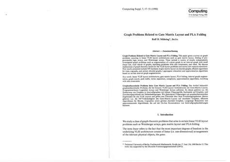Pdf Graph Problems Related To Gate Matrix Layout And Pla Folding