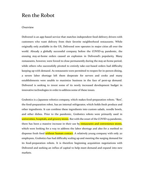 Ren The Robot Overview Pdf