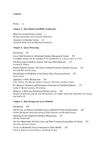 Readings In Database Systems 4th Edition