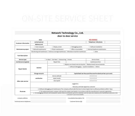 Free Service Sheet Templates For Google Sheets And Microsoft Excel Slidesdocs