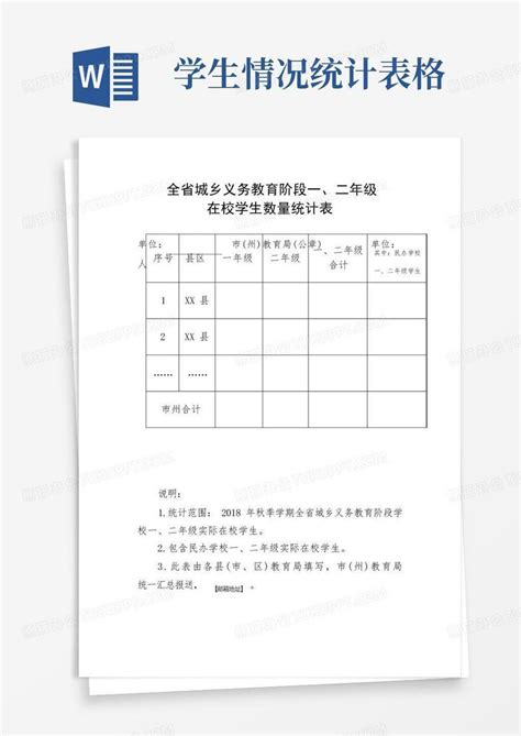 在校学生数量统计表【】word模板下载 编号qpbbrngm 熊猫办公