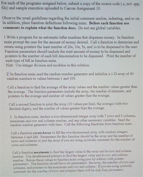 solved for each of the programs assigned below submit a