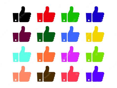 Premium Vector Thumbs Up Like Icons Color Set For Social Network Web
