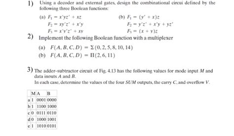 Solved Using A Decoder And External Gates Design The