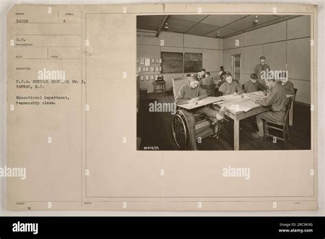 Caption Penmanship Class At Usa General Hospital No 3 In Rahway New Jersey During World