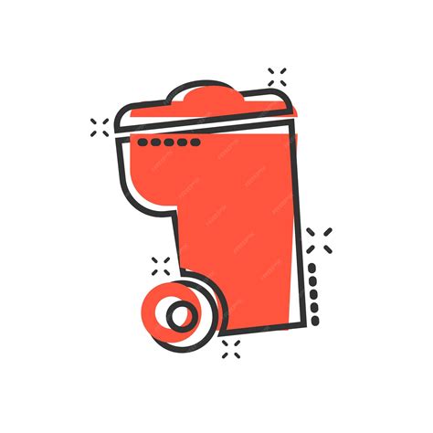 만화 스타일의 쓰레기통 쓰레기 아이콘 쓰레기통 벡터 만화 그림 그림 쓰레기 바구니 비즈니스 개념 스플래시 효과 프리미엄 벡터