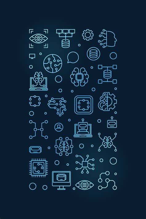 Machine Learning Ml Technology Concept Blue Vertical Outline Banner 32491710 Vector Art At