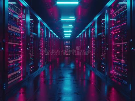 Data Center Server Row Stock Image Image Of Management 376162563