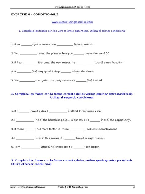 exercise 6 conditionals pdf