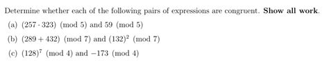Solved Determine Whether Each Of The Following Pairs Of